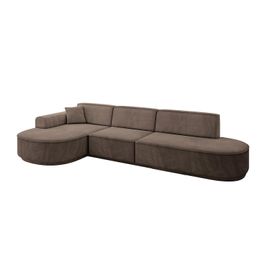 ECKSOFA Ottomane Links MARI-L2-v3 - 328x171x83 cm Braun Velours