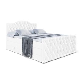 BOXSPRINGBETT VILA-1-Z KING - 160x200 - H3/H4 - Wei&szlig; Hochglanz