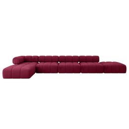 ECKSOFA modulares Sofa Kerru-L3 - 475x190x70 cm Bordeauxrot Velours