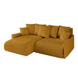 ECKSOFA Ottomane links ONESK-L -v1 216x177x72 Senfgelb Cord