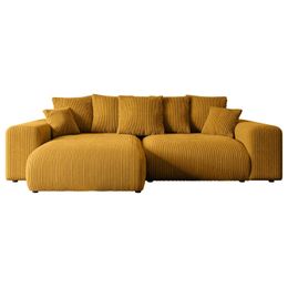 ECKSOFA Ottomane links ESKAR-L 266x176x72 Currygelb Cord