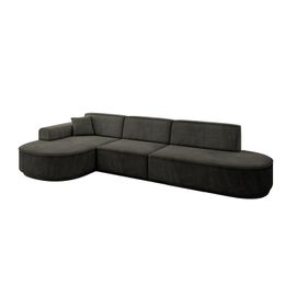 ECKSOFA Ottomane Links MARI-L2-v3 - 328x171x83 cm Schwarz Velours