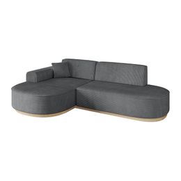 ECKSOFA Ottomane Links MARI-L1-v1 - 243x171x83 cm Dunkelgrau Cord