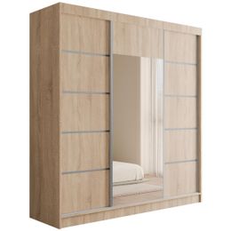 KLEIDERSCHRANK mit Spiegel V2-LINEA 215x200 cm Sonoma