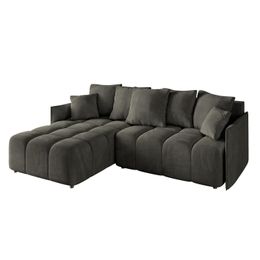 ECKSOFA Ottomane links LONLI-L 251x189x68 Schwarz Velours