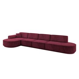 ECKSOFA Ottomane Links MARI-L3-v3 - 413x171x83 cm Bordeaux Velours