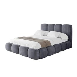 POLSTERBETT mit Bettkasten und Lattenrost, Boxbett ohne Matratze - KALA 140x200 Dunkelgrau