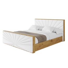 POLSTERBETT mit Bettkasten, Fu&szlig;teil und Lattenrost, Boxbett mit Matratze H3/H4 - ENZO6-Z 120x200 Wei&szlig; Kunstleder