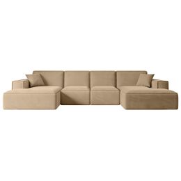 WOHNLANDSCHAFT SIERRA-U - 349x169x80 cm Beige Velours