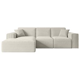 ECKSOFA Ottomane Links SERRA-L - 266x169x80 cm Creme Cord
