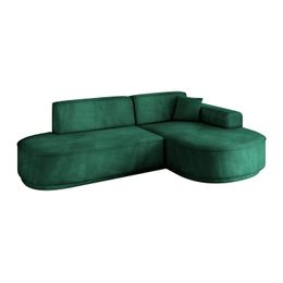 ECKSOFA Ottomane Rechts MARI-L1-v3 - 243x171x83 cm Gr&uuml;n Velours