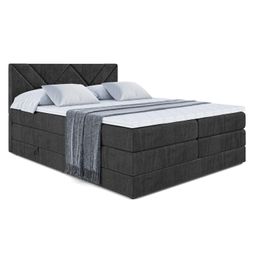 BOXSPRINGBETT BARWA KING - 140x200 - H3/H4 - Schwarz