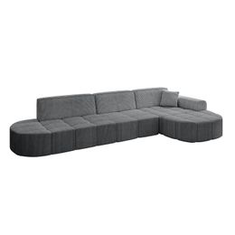 ECKSOFA Ottomane Rechts LIVO-L2 - 337x173x79,5 cm Dunkelgrau