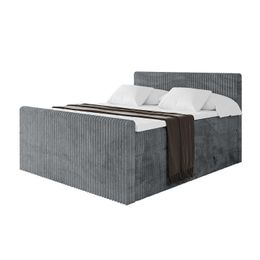 BOXSPRINGBETT mit Matratze H3|H4 und Lattenrost - TOLO-Z KING 180x200 Cord - Dunkelgrau