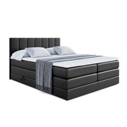 BOXSPRINGBETT MOETI KING - 140x200 - H3/H4 - Schwarz Hochglanz