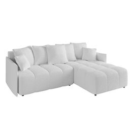 ECKSOFA Ottomane rechts LONLI-L 251x189x68 Wei&szlig; Boucl&eacute;