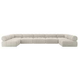 WOHNLANDSCHAFT modulares Sofa Garvo-U3 - 475x190x70 cm Creme Cord
