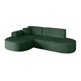 ECKSOFA Ottomane Links MARI-L1 - 243x171x79 cm Gr&uuml;n Cord