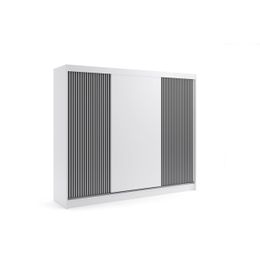 KLEIDERSCHRANK VILAN mit Lamel - 250 cm - Wei&szlig;|Schwarz