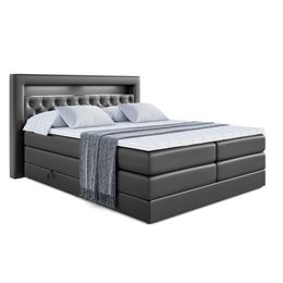 BOXSPRINGBETT NOEL GOLD KING - 160x200 - H3/H4 - Schwarz Hochglanz