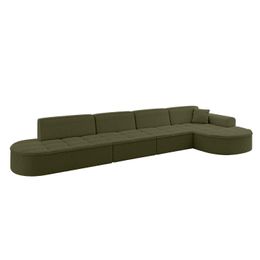 ECKSOFA Ottomane Rechts TARO-L3 - 413x171x79,5 cm Gr&uuml;n