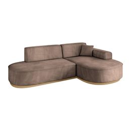 ECKSOFA Ottomane Rechts MARI-L1-v2 - 243x171x83 cm Braun Velours