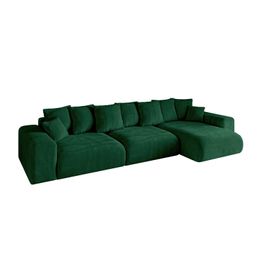 ECKSOFA Ottomane rechts ESKAR-L2 364x176x72 Dunkelgr&uuml;n Cord