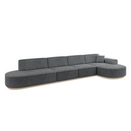 ECKSOFA Ottomane Rechts MARI-L3-v1 - 413x171x83 cm Dunkelgrau Cord