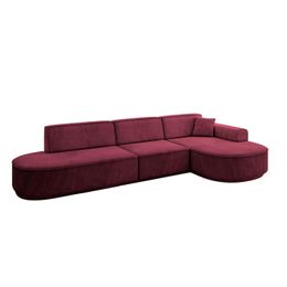 ECKSOFA Ottomane Rechts MARI-L2-v3 - 328x171x83 cm Bordeaux Velours