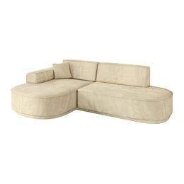 ECKSOFA Ottomane Links MARI-L1-v3 - 243x171x83 cm Beige Velours