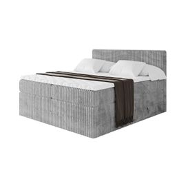 BOXSPRINGBETT mit Matratze H3|H4 und Lattenrost - TOLO KING 160x200 Cord - Hellgrau