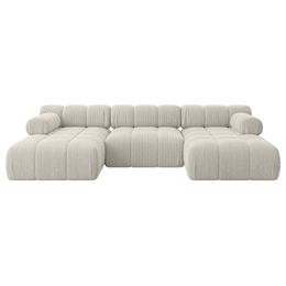 WOHNLANDSCHAFT modulares Sofa Tesso-U1 - 285x160x70 cm Creme Cord