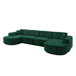 WOHNLANDSCHAFT MARI-U2-v3 - 388x171x83 cm Gr&uuml;n Velours