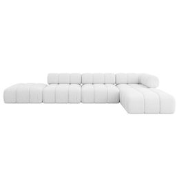 ECKSOFA modulares Sofa Kerru-L2 - 380x190x70 cm Wei&szlig; Boucl&eacute;