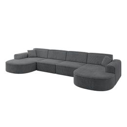 WOHNLANDSCHAFT MARI-U2 - 388x171x79 cm Dunkelgrau Cord