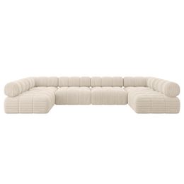 WOHNLANDSCHAFT modulares Sofa Garvo-U2 - 380x190x70 cm Beige Cord