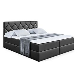 BOXBETT mit Matratze H3 und Lattenrost - CATOR - 140 x 200 Schwarz Hochglanz
