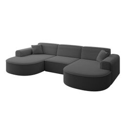 WOHNLANDSCHAFT MARI-U1 - 303x171x79 cm Grau Boucl&eacute;