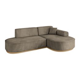 ECKSOFA Ottomane Rechts MARI-L1-v2 - 243x171x83 cm Dunkelbraun Velours