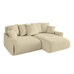 ECKSOFA Ottomane rechts ONESK-L -v1 216x177x72 Beige Velours