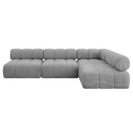 ECKSOFA modulares Sofa Samaro-L2 - 285x190x70 cm Hellgrau Velours