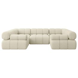 WOHNLANDSCHAFT modulares Sofa Birno-U1 - 285x190x70 cm Beige Boucl&eacute;