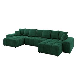 WOHNLANDSCHAFT ENIL-U 401x189x68 Dunkelgr&uuml;n Velours