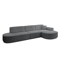 ECKSOFA Ottomane Rechts MARI-L2-v3 - 328x171x83 cm Dunkelgrau Cord