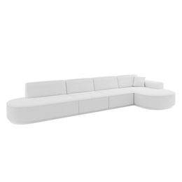 ECKSOFA Ottomane Rechts MARI-L3-v3 - 413x171x83 cm Wei&szlig; Boucl&eacute;