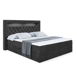 BOXBETT LED mit H3-Matratze und Lattenrost - NOEL GOLD - 140x200 Schwarz