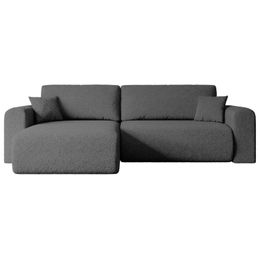 ECKSOFA mit Schlaffunktion und Bettkasten ORRO-L - 272x145x83 cm Grau Boucl&eacute;