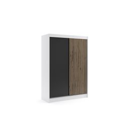 KLEIDERSCHRANK VILAN mit Lamel - 150 cm - Wei&szlig;|Eiche Wotan