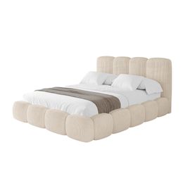 POLSTERBETT mit Bettkasten und Lattenrost, Boxbett ohne Matratze - KALA 120x200 Beige