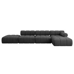 ECKSOFA modulares Sofa Lizur-L2 - 380x160x70 cm Schwarz Velours
